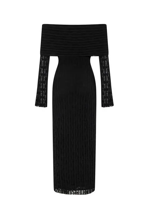 nocturne off the shoulder dress Nocturne G2111 Black Off-Shoulder Column Evening Gown