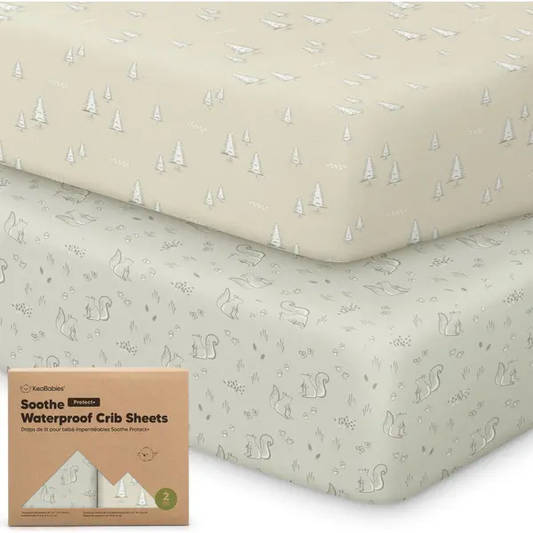 KEABABIES 2-pack Soothe Protect+ Waterproof Crib Sheets - Pine Grove