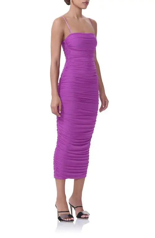 AFRM Hazel Ruched Mesh Midi Dress
