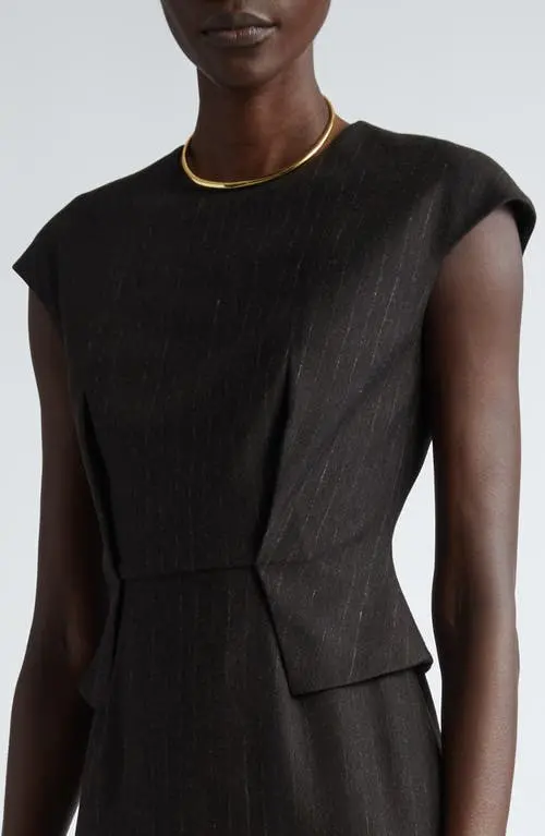 st john peplum dress St. John Knits Milano Knit Peplum Dress in Black/White Houndstooth