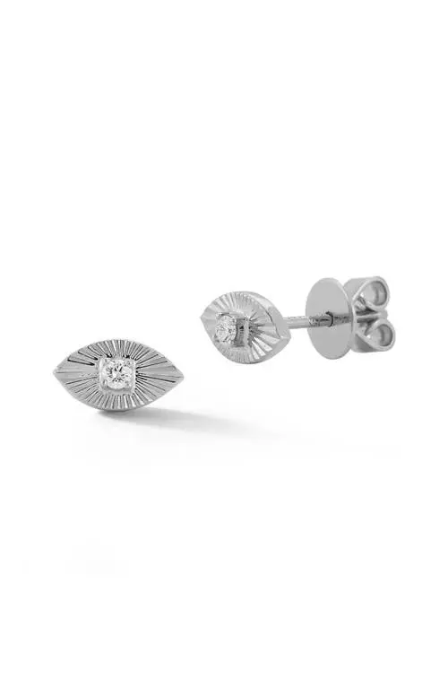 DANA REBECCA DESIGNS Fluted Diamond Evil Eye Stud Earrings - White Gold