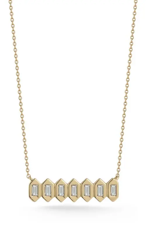 DANA REBECCA DESIGNS Sadie Pearl Diamond Baguette Bar Pendant Necklace - Yellow Gold