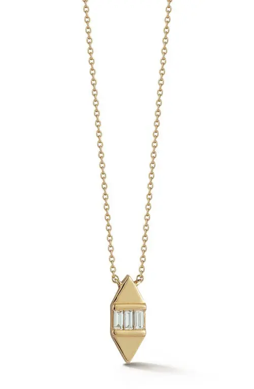 DANA REBECCA DESIGNS Sadie Pearl Diamond Baguette Tag Pendant Necklace - Yellow Gold