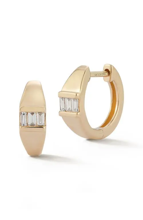 DANA REBECCA DESIGNS Sadie Pearl Diamond Baguette Hoop Earrings - Yellow Gold
