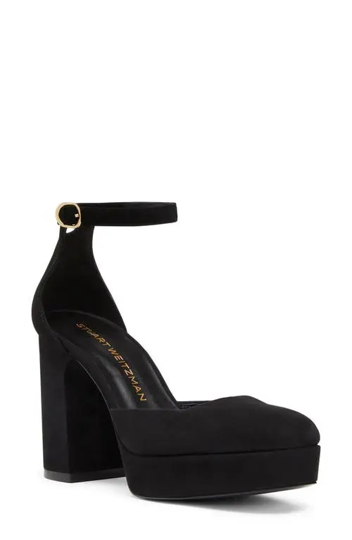 STUART WEITZMAN Dayna Platform Pump - Black Suede