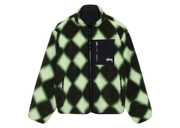 StÜssy Sherpa Reversible Diamond Jacket - Green