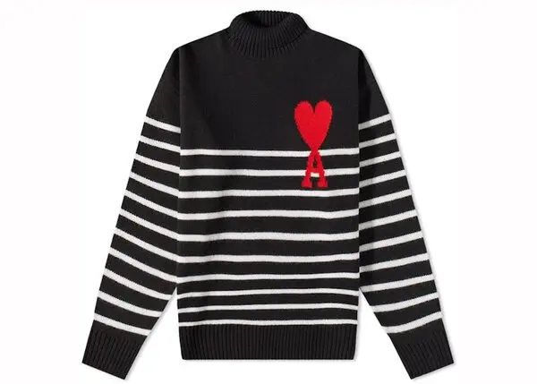 AMI Paris De Coeur Striped Sweater