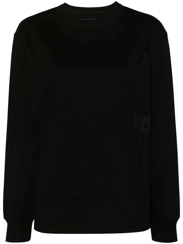 Alexander Wang Essential Puff Logo Jersey Long Sleeve Tee Shirt