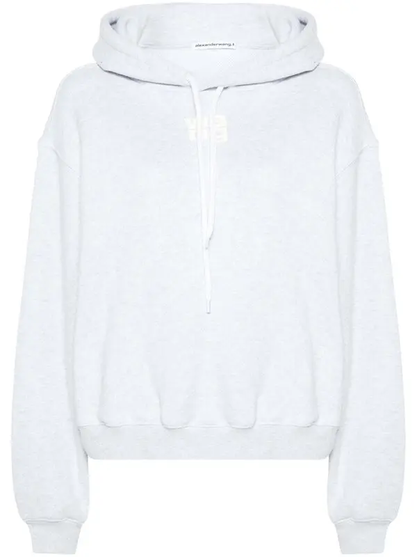Alexander Wang Essential Terry Puff Paint Logo Hoodie - Light Heather Grey