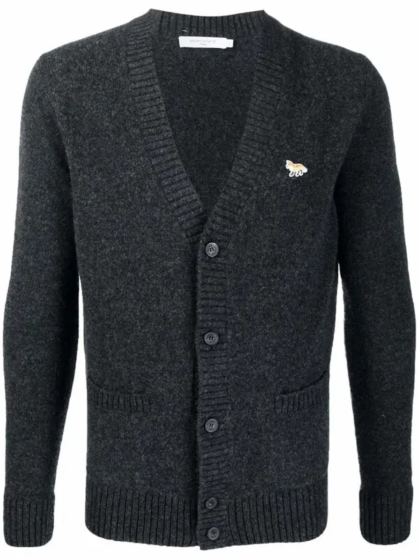 Maison Kitsuné Baby Fox Patch Cosy Cardigan - Dark Grey