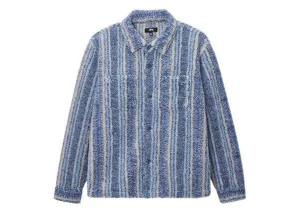 StÜssy Stripe Sherpa Shirt - Indigo