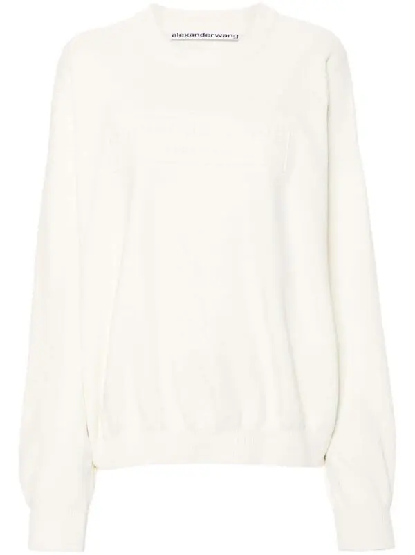 Alexander Wang Embossed Logo Ribbed Pullover - Soft White