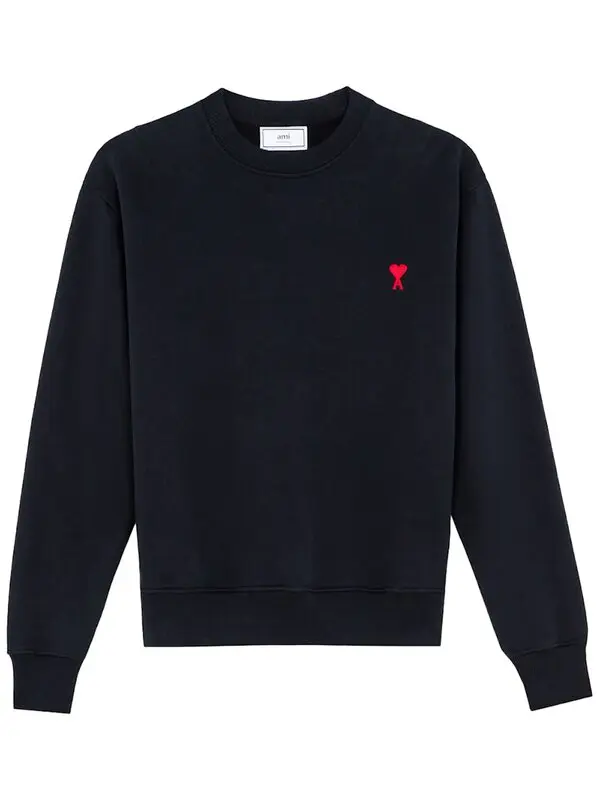 AMI Paris De Coeur Embroidered Crewneck Sweatshirt - Black/red