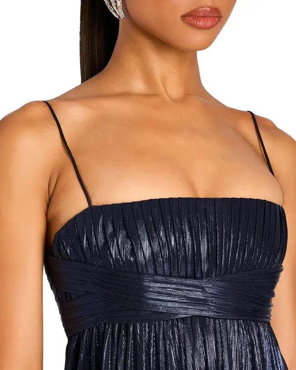 Retrofete Zinnia Pleated Lamé Gown - Ink