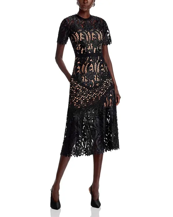 SELF-PORTRAIT Prairie Guipure Lace Midi Dress