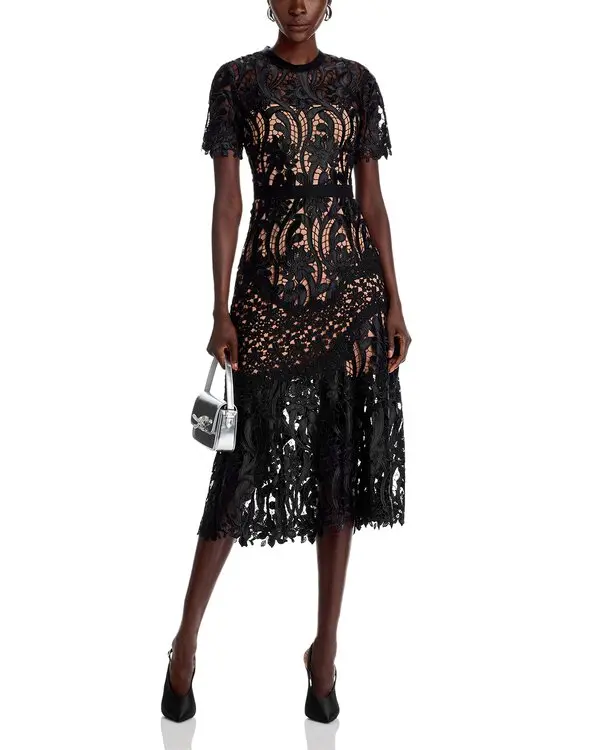 SELF-PORTRAIT Prairie Guipure Lace Midi Dress