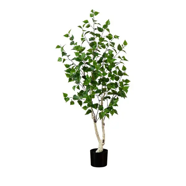 NEARLY NATURAL 5' Artificial Birch Tree With Real Touch Leaves - Green