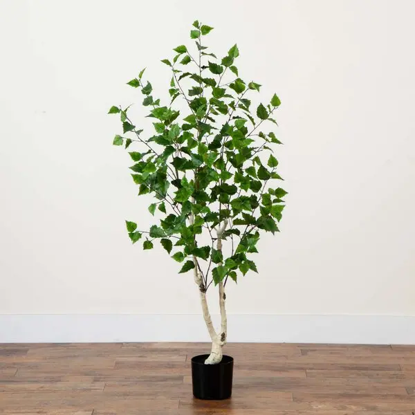 NEARLY NATURAL 5' Artificial Birch Tree With Real Touch Leaves