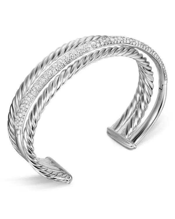 David Yurman Sterling Cuff Bracelet With Diamonds
