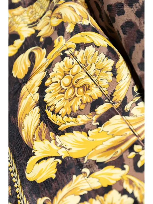 Versace Barocco-leopard Print Shirt Jacket - Yellow