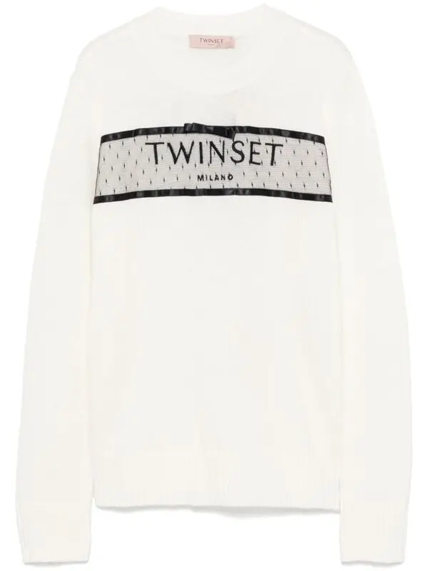 TWINSET Logo-embroidered Sweater - White