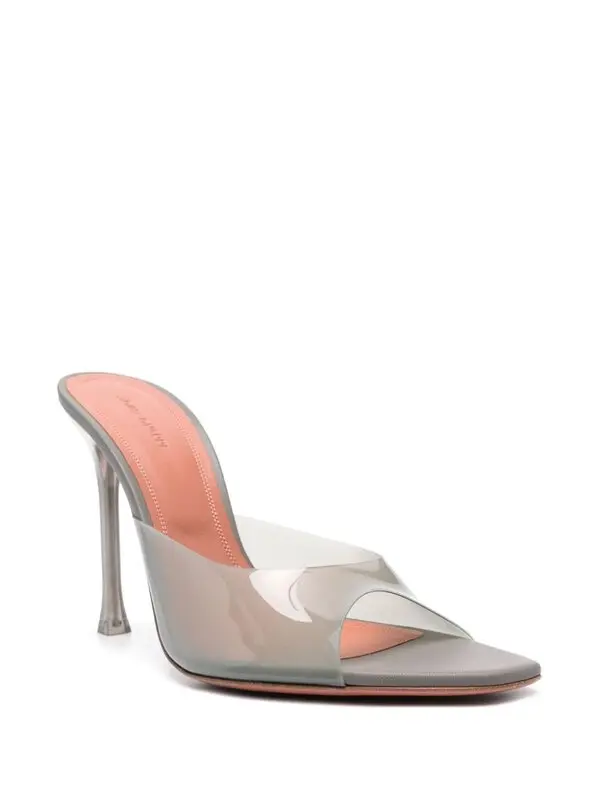 Amina Muaddi Alexa Glass Square Toe Mules - Grey
