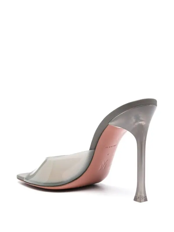 Amina Muaddi Alexa Glass Square Toe Mules - Grey