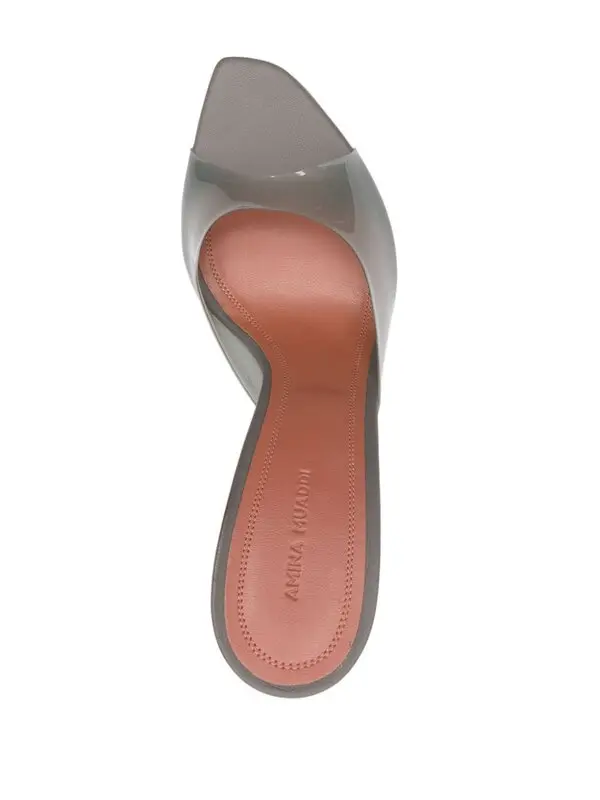 Amina Muaddi Alexa Glass Square Toe Mules - Grey