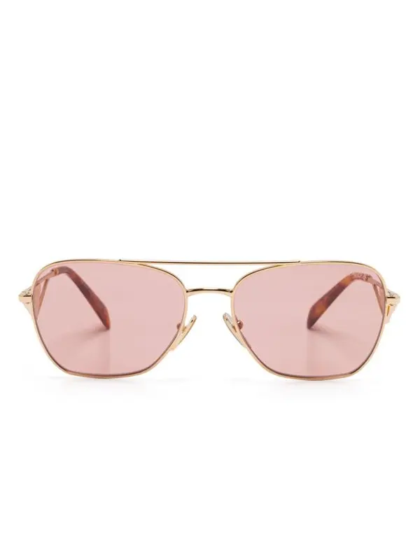 Prada Triangle-logo Aviator Sunglasses - Gold