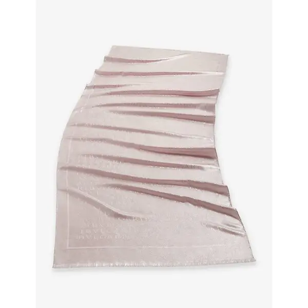 BVLGARI Lettere Maxi Logo-print Silk And Wool-blend Scarf - Pink Light