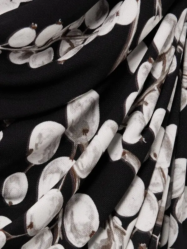 Balmain Draped Printed Crepe Maxi Dress
