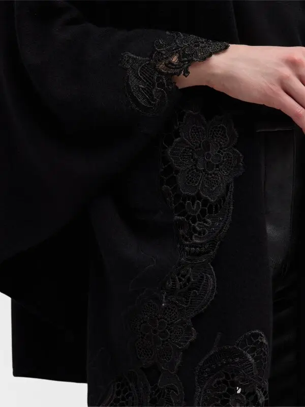 Sofia Cashmere Lace-trim Cashmere Knit Cape