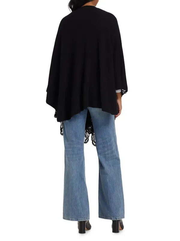 Sofia Cashmere Lace-trim Cashmere Knit Cape