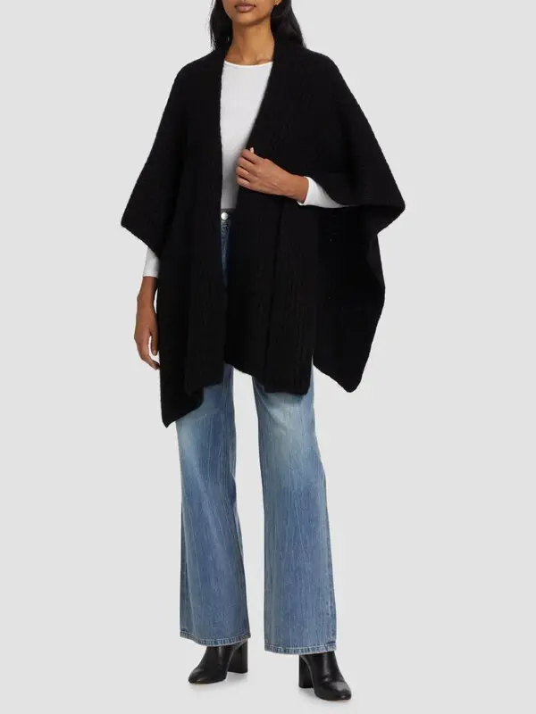 Sofia Cashmere Cashmere-silk Chunky Knit Cape - Black