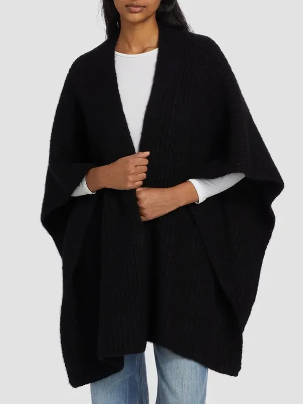 Sofia Cashmere Cashmere-silk Chunky Knit Cape - Black