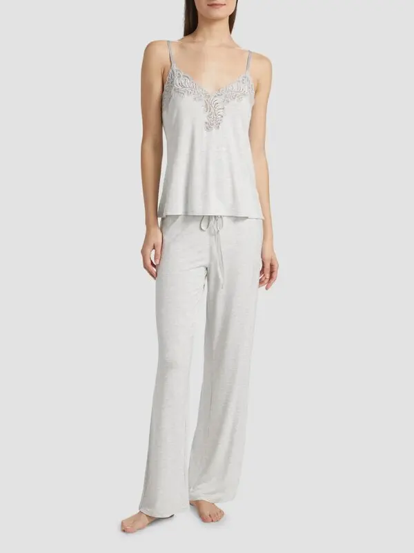 Natori Glamour Lace-trim Lounge Set