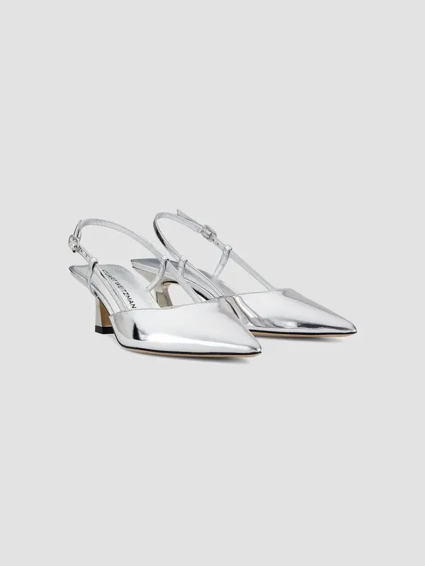STUART WEITZMAN Vinnie 50mm Metallic Patent Leather Pumps - Silver