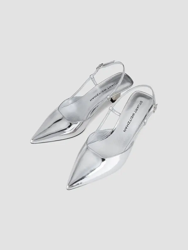 STUART WEITZMAN Vinnie 50mm Metallic Patent Leather Pumps - Silver