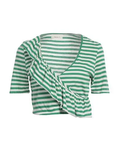 VICOLO Striped Ruffle Tee - Green