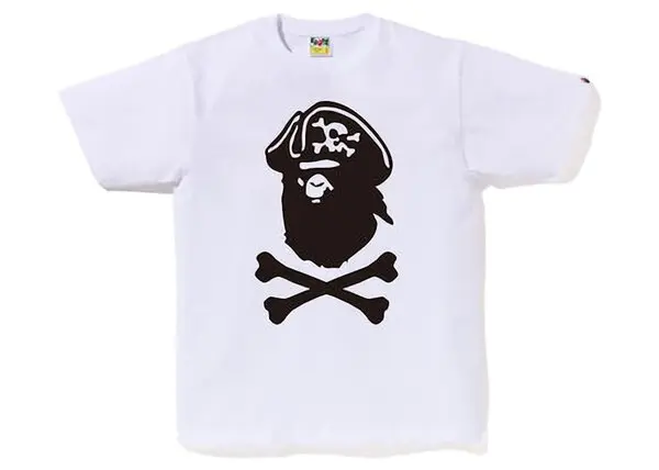 A BATHING APE Ape Crossbone College Tee Shirt - White