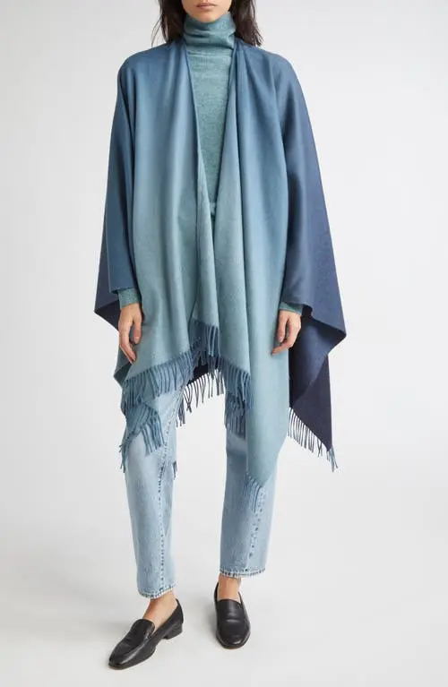 Johnstons Of Elgin Ombré Fringe Trim Cashmere Cape