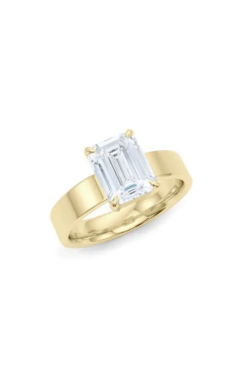 HAUTECARAT Emerald Cut Lab Grown Diamond Ring - 2.50 Ctw 18k Yellow Gold