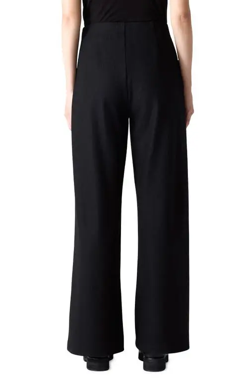 Eileen Fisher Wool Wide Leg Pants - Black