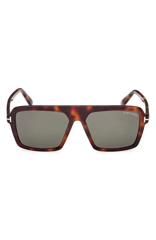 TOM FORD Vincent Pilot Sunglasses - Shiny Classic Havana/ Green