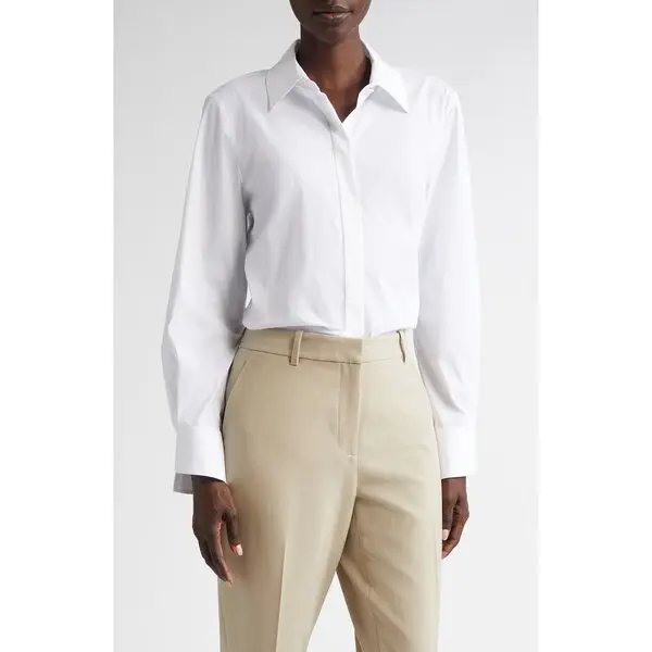 Lafayette 148 New York Wright Cotton Blend Button-up Shirt
