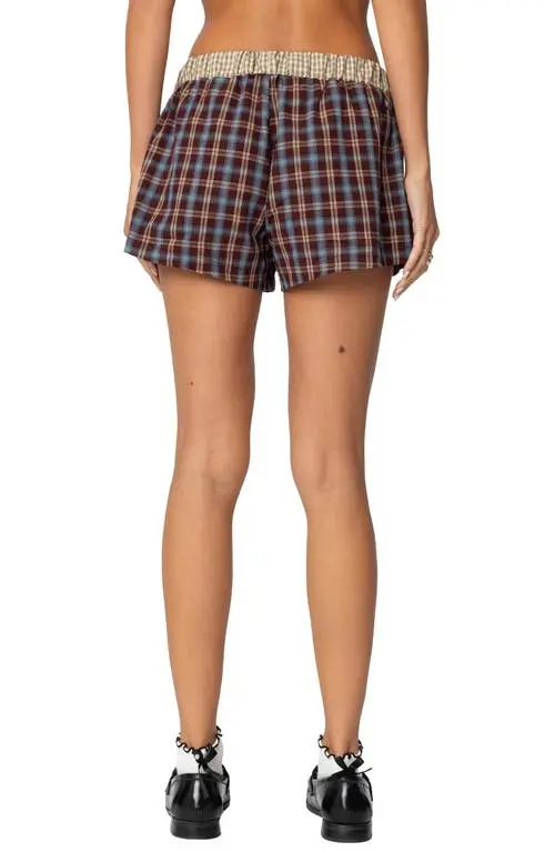 EDIKTED Plaid Cotton Boxer Shorts - Mix