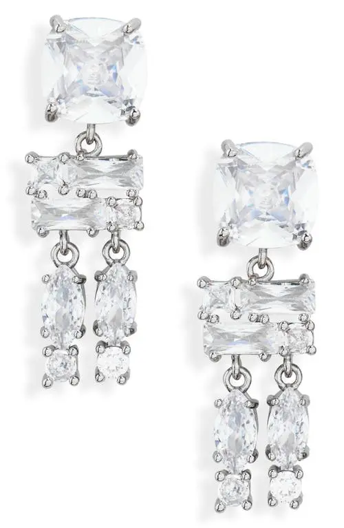 Rabanne Crystal Drop Earrings - Silver / Crystal
