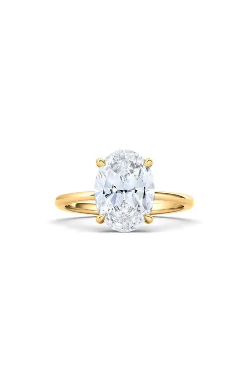 HAUTECARAT Oval Cut Lab Grown Diamond Ring - 3.00 Ctw 18k Yellow Gold