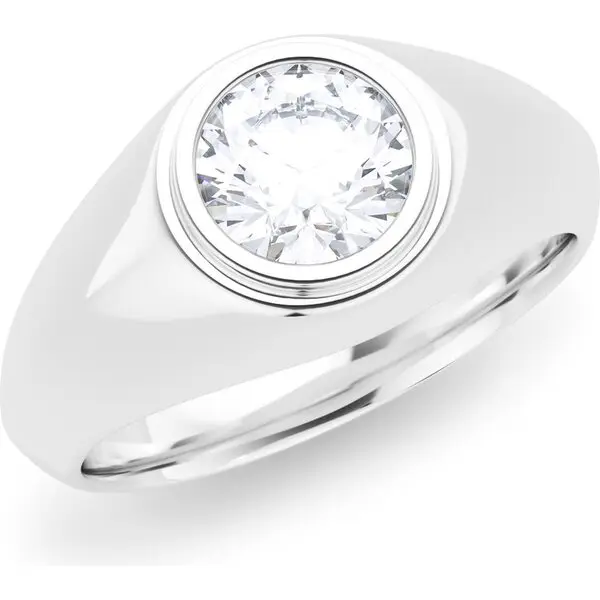 HAUTECARAT Round Brilliant Lab-grown Diamond Signet Ring - 2.00 Ctw 18k White Gold