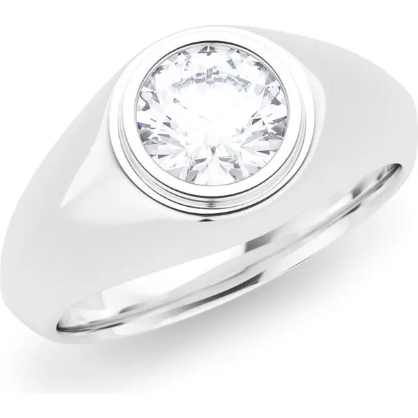 HAUTECARAT Round Brilliant Lab-grown Diamond Signet Ring - 2.50 Ctw 18k White Gold
